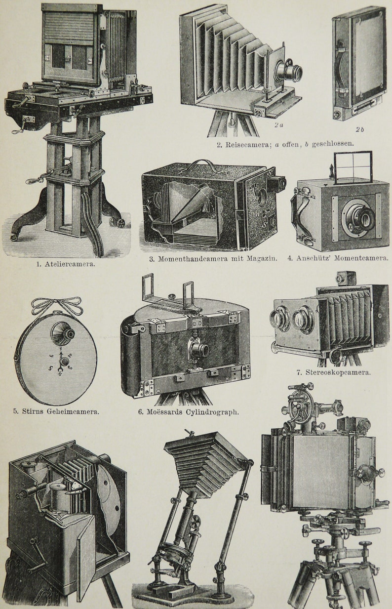 1900 Antique Print of PHOTOGRAPHY. Photo Cameras. Photo Apparates. 124 ...