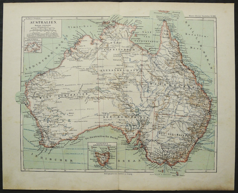 1890 Antique Map of AUSTRALIA. 133 Years Old Chart. - Etsy