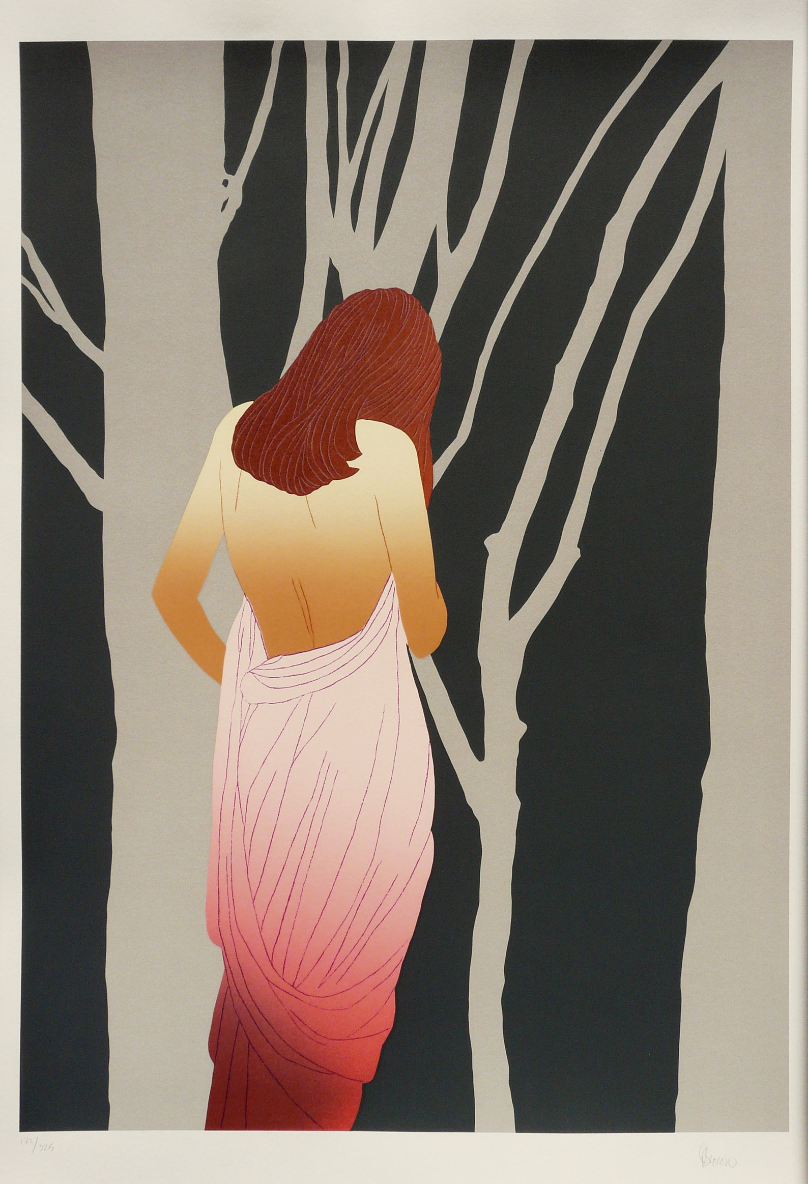 DERRICK BROWN: "women in Forest". Original Color Serigraph. Signed in ...