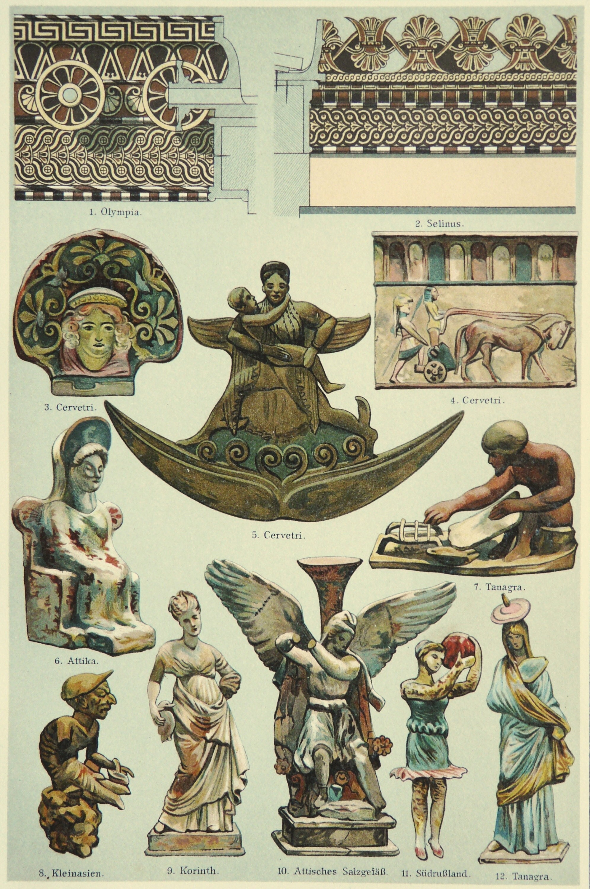 1897 Antique Lithograph of ARCHAEOLOGY. Ancient Rome. Ancient Greece ...