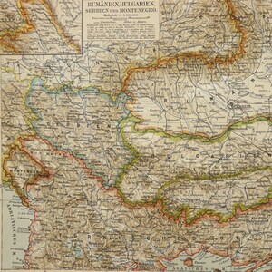 1897 Antique Map of BALKANS. BALKAN PENINSULA. Romania. Bulgaria ...
