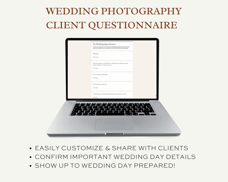 Wedding Client Questionnaire Template, Photographer Form, Wedding ...