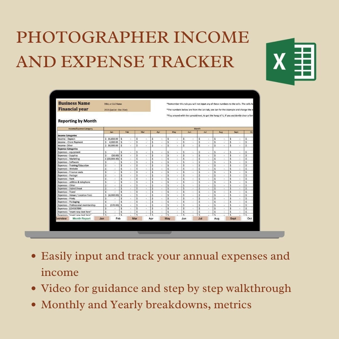 Income & Expense for Photographers - Etsy