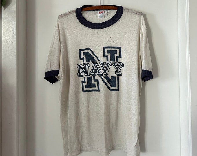 Vintage 1980's Threadbare US Navy Ringer T-shirt - Etsy