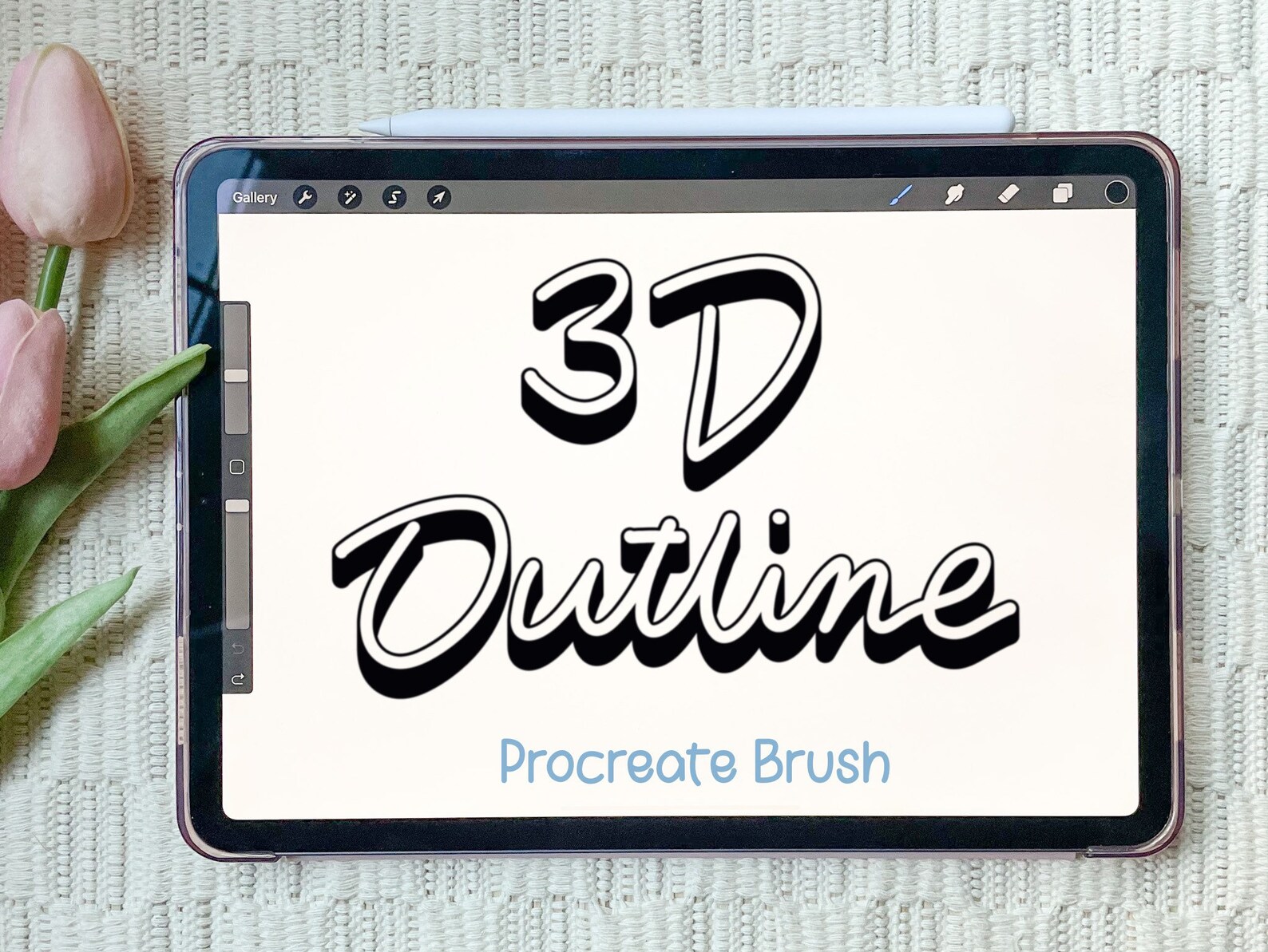 3D Outline Procreate Brush | Lettering Brush | Procreate Brushes ...