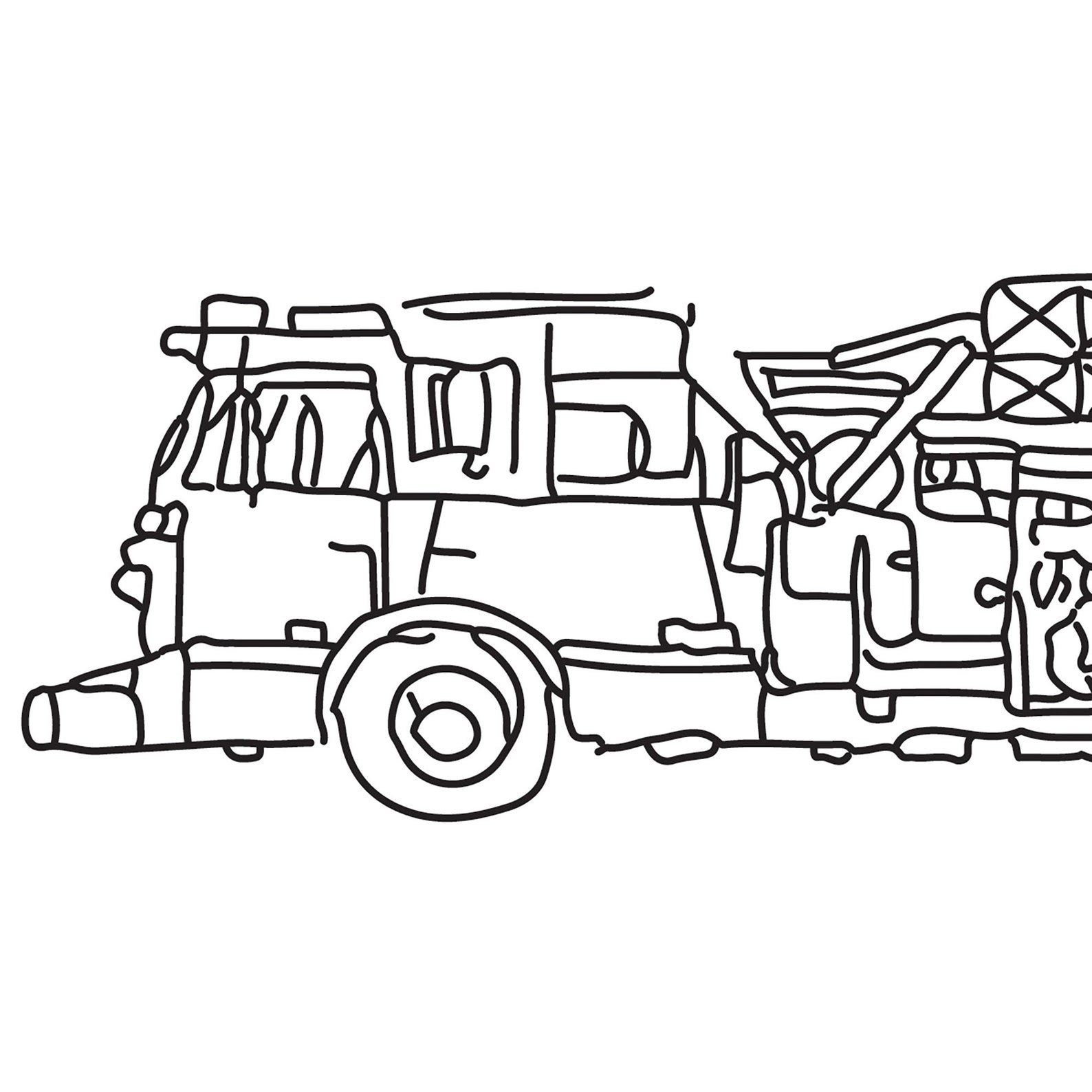 Fire Truck Drawing Emergency Vehicles Contour Line Art - Etsy