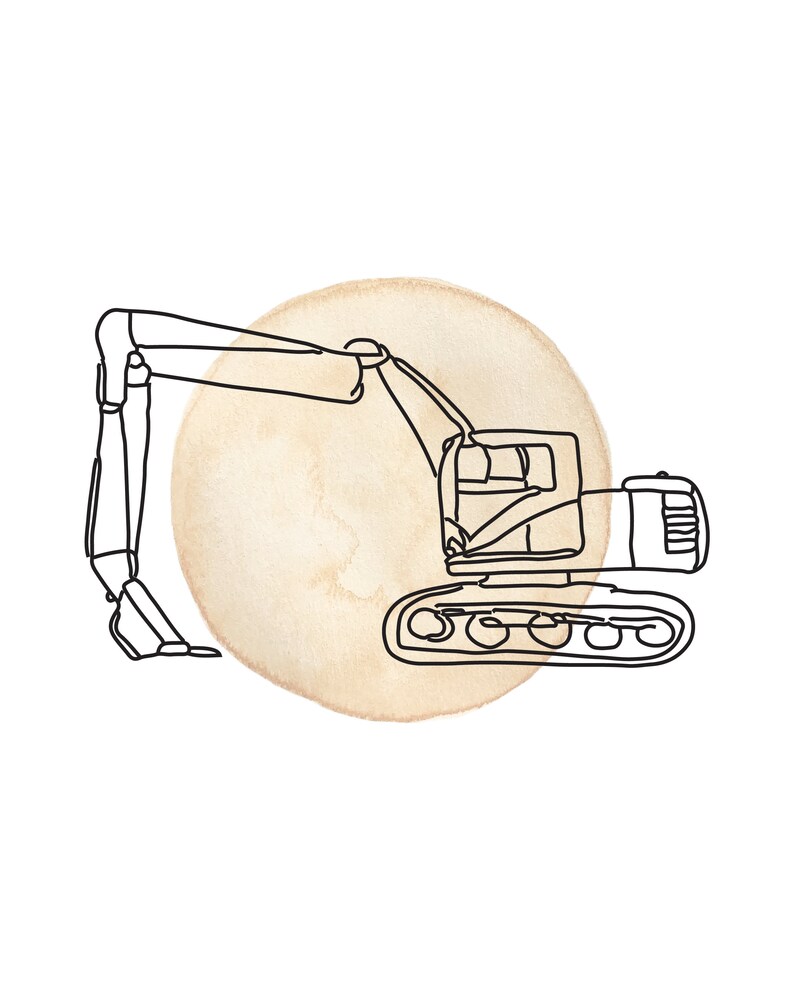 8x10 EXCAVATOR DRAWING Digger Construction Vehicle - Etsy
