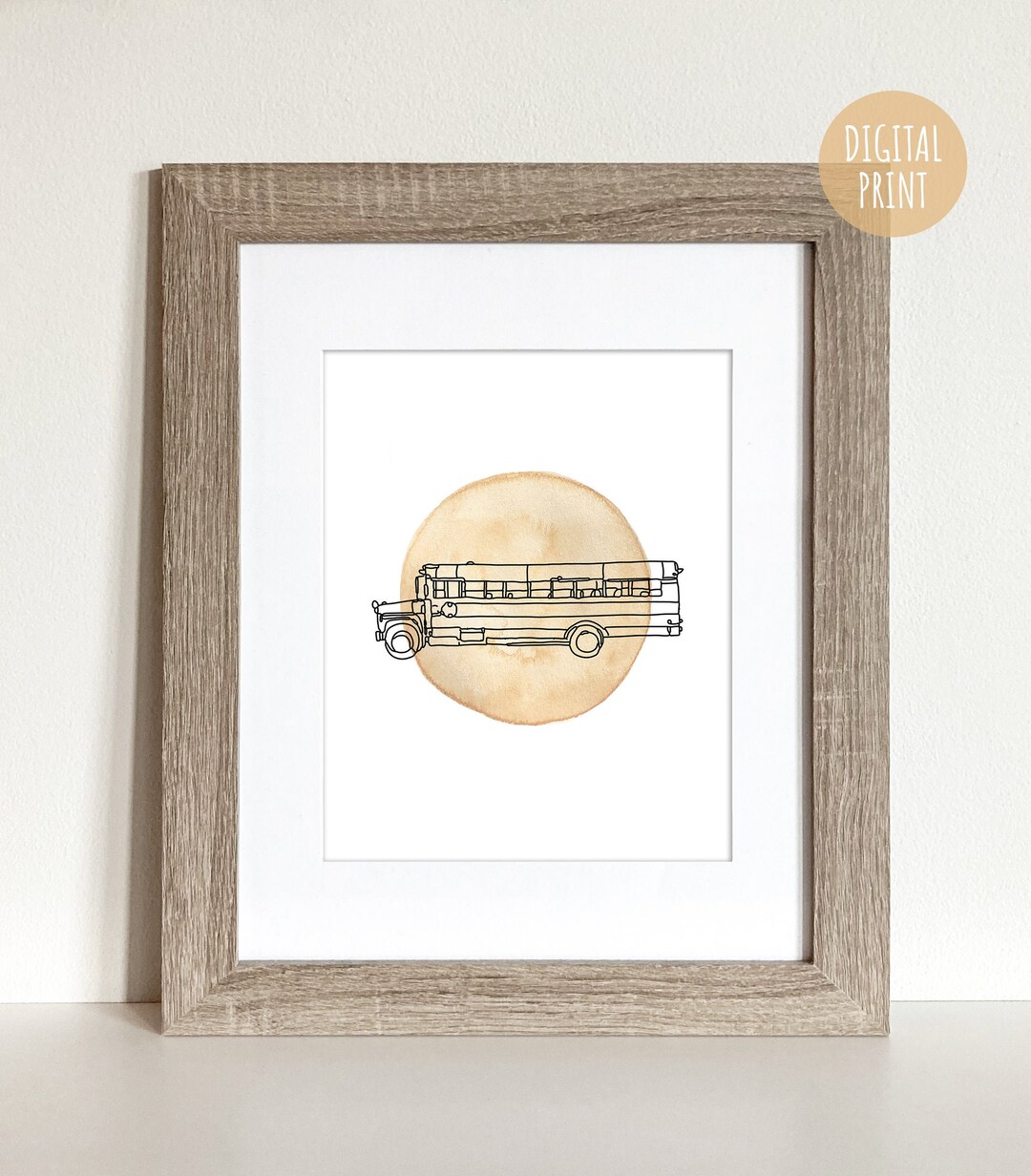 School Bus Drawing Transportation Vehicles Watercolour Digital Print ...