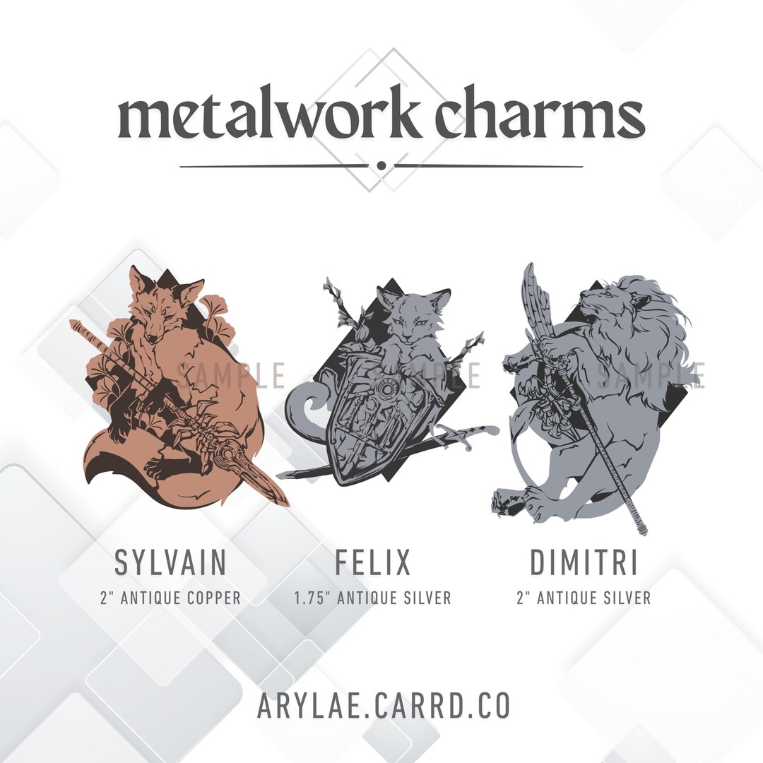 Sylvain/felix/dimitri Animal Metalwork Charms and Stickers - Etsy
