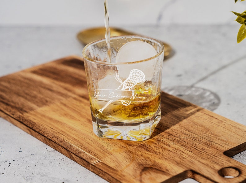 Lacrosse Whiskey Glass, Unique Sports Gift, Home Bar Essential ...