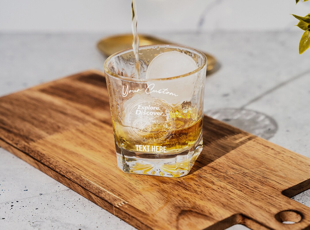 Vintage Map Whiskey Glass, Antique Compass Design, Explore Dream ...