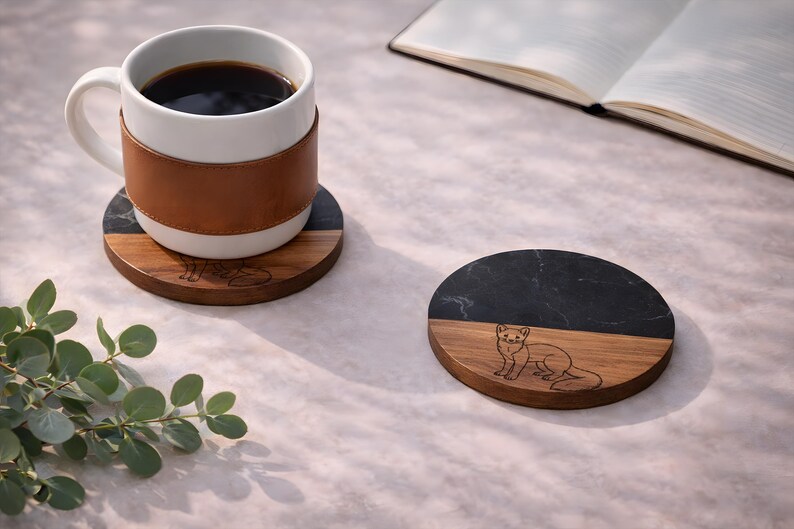 Silver Marten Coaster, Marten Animal Coaster, Woodland Wildlife Drink ...