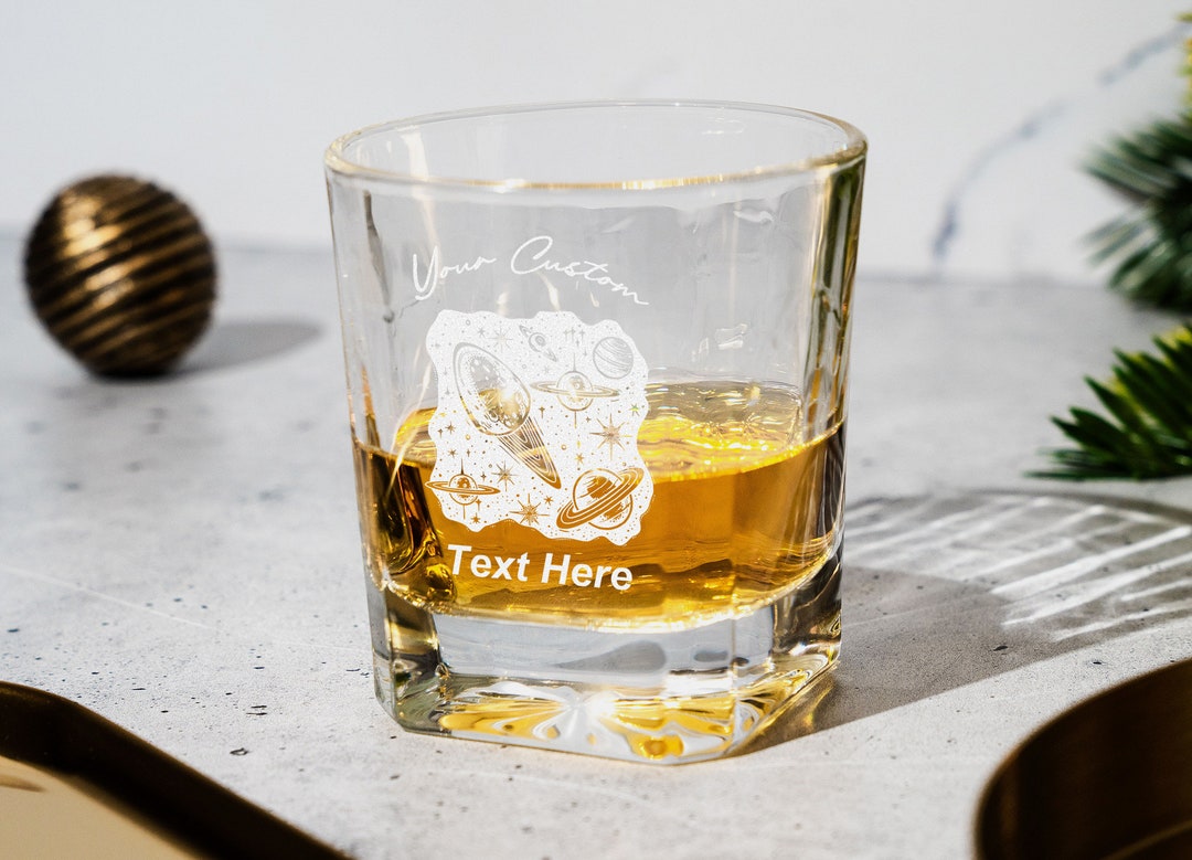 Retro Outer Space Themed Whiskey Glass, Vintage Galaxy Design ...