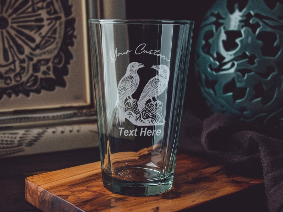 Odin's Ravens Pint Glass, Norse Mythology Decor, Viking Beer Glass ...