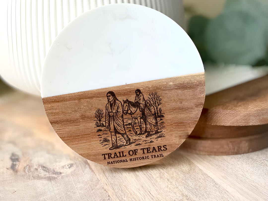 Trail of Tears Historic Route Coaster: Acacia Wood & Marble - Etsy