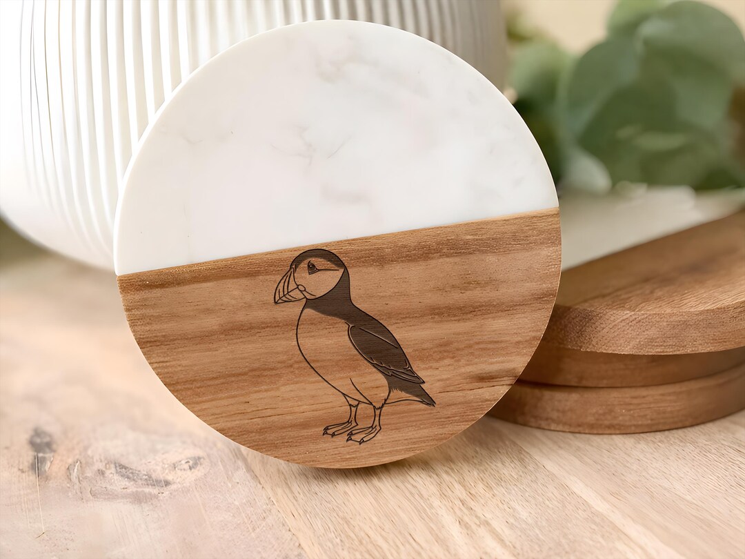 Puffin Coaster, Seabird Coaster, Coastal Wildlife Coaster, Ocean Bird ...
