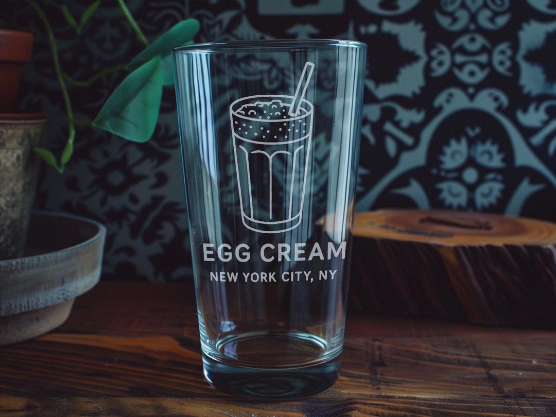 Egg Cream New York City NY Pint Glass – Classic NYC Soda Fountain Drink Theme on Drinkware Gift ...