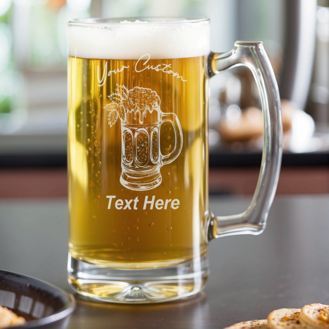 Customizable German Beer Stein: Engraved Glass Oktoberfest Mug - Etsy