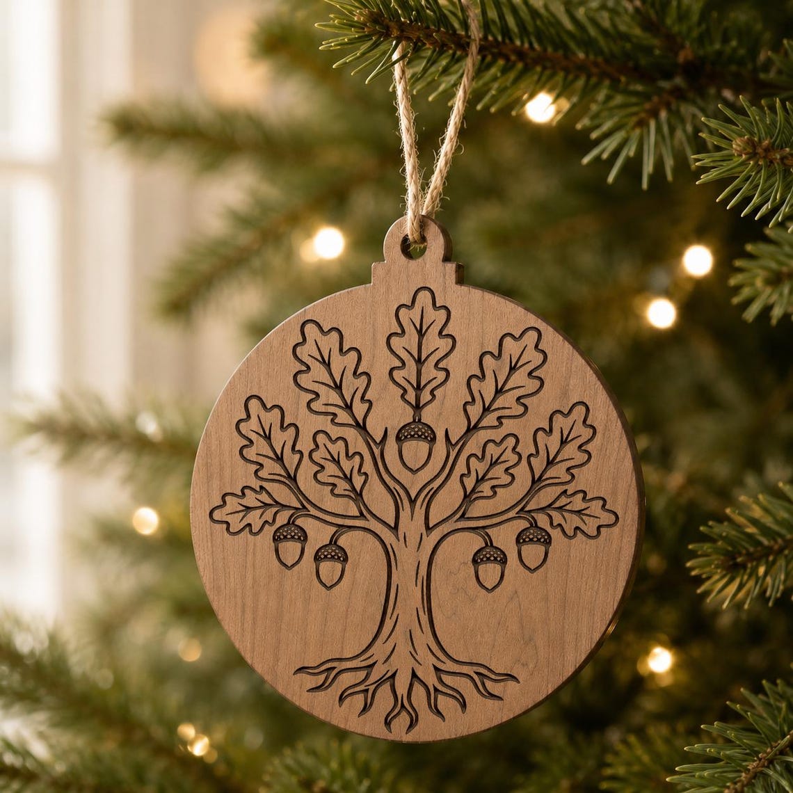 Heraldic Oak Wooden Ornament, Oak Tree Crest Hanging Decoration ...