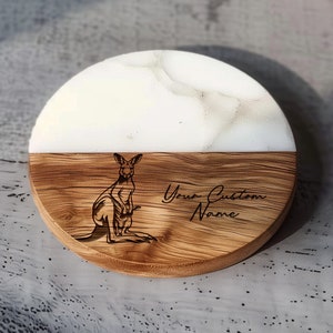Marble Acacia Wood Coaster, Kangaroo Baby Pouch, Unique Drink Coasters ...