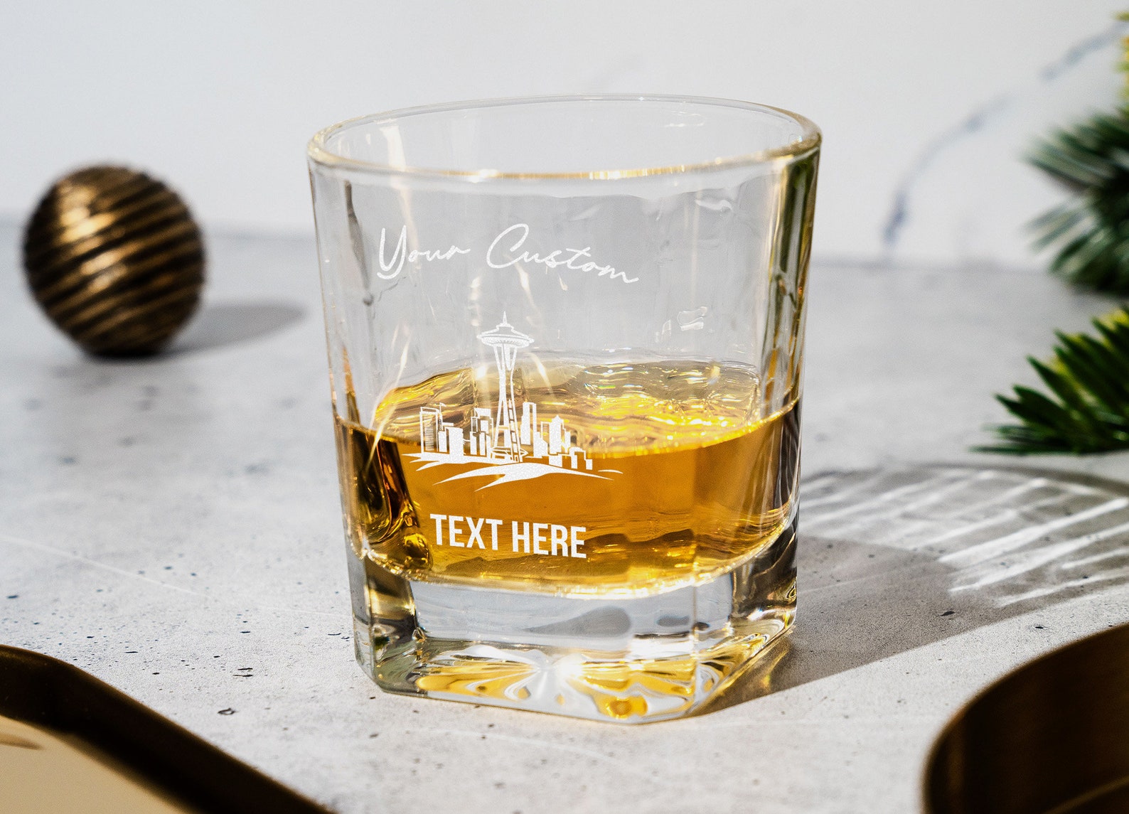 Space Needle Skyline Whiskey Glass, Seattle Souvenir, Washington ...