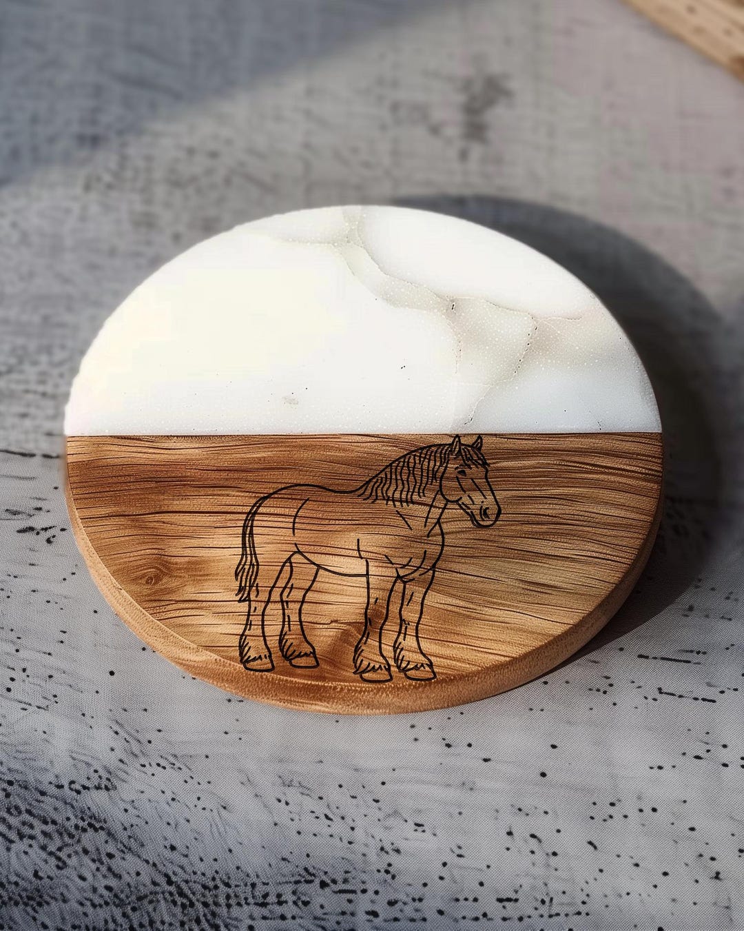 Acacia Wood Horse Coaster - Engraved Belgian Draft, Equestrian Gift - Etsy