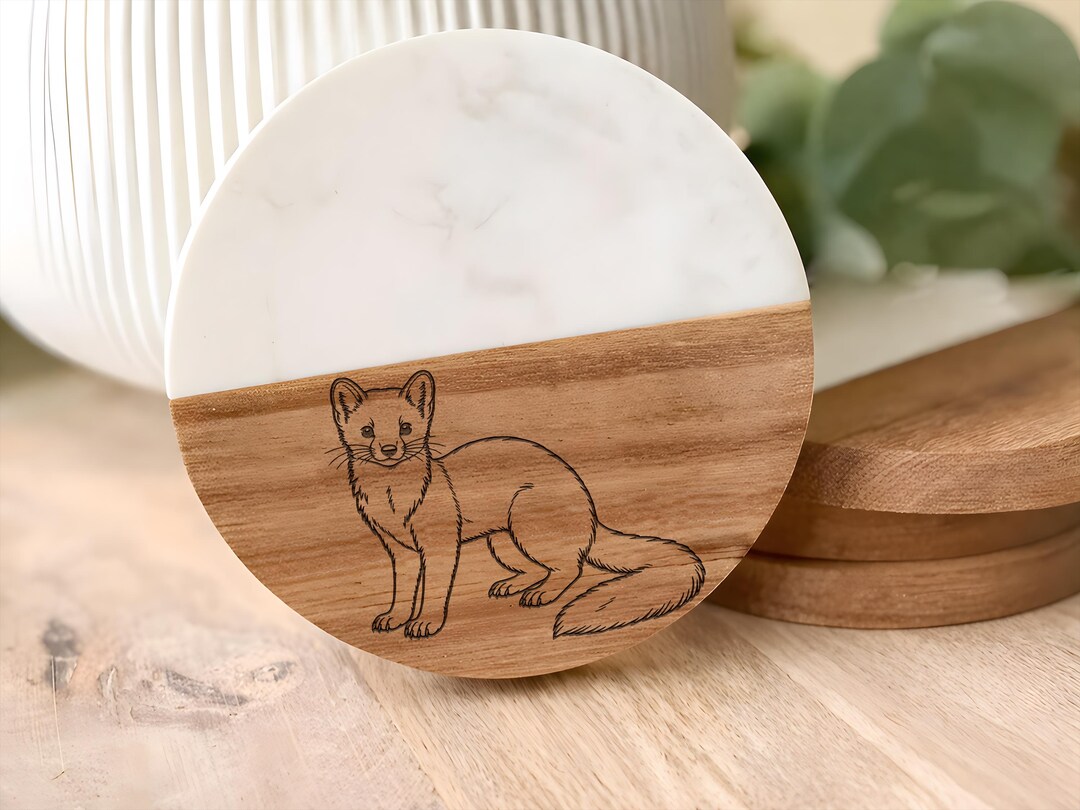 Silver Marten Coaster, Marten Animal Coaster, Woodland Wildlife Drink ...