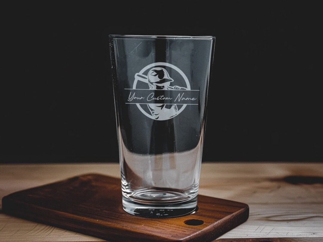 Baseball Player Pint Glass, Swing Bat Design, Beer Lover Gift, Sports ...