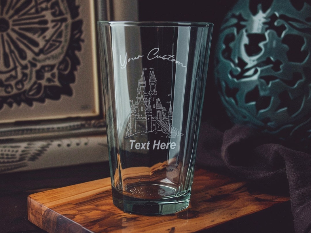 Fantasy Castles Pint Glass, Medieval Decor, Castle Beer Glass, Fantasy ...