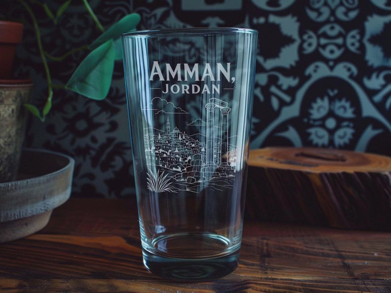 Amman Jordan Pint Glass, Amman City Souvenir Beer Glass, Jordan Travel ...