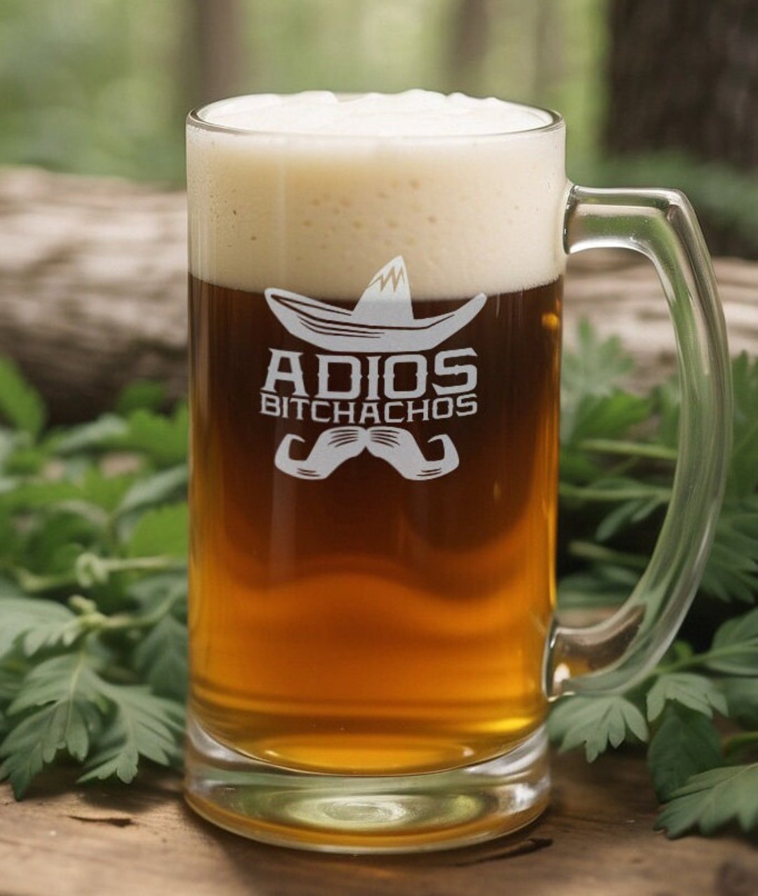 Adios Bitchachos Engraved Beer Mug - Frog Jetpack, Adios Bitchachos ...