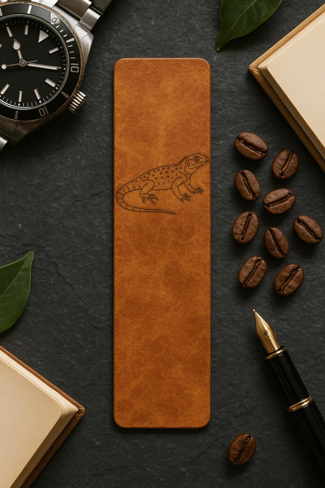 Desert Iguana Leather Bookmark – Genuine Leather Bookmark With ...