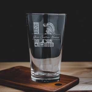 Ancient Mayan Glyphs Pint Glass, Beer Lover Gift, Unique Drinkware ...