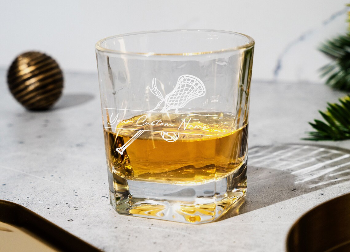 Lacrosse Whiskey Glass, Unique Sports Gift, Home Bar Essential ...