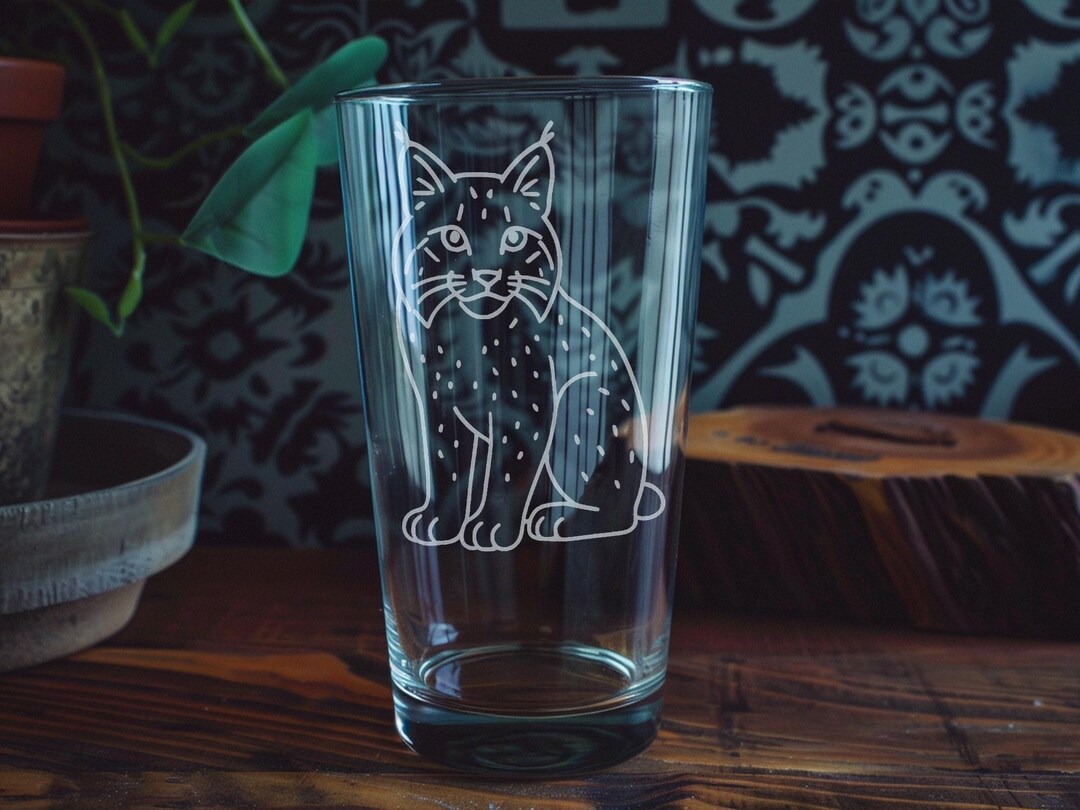 Bobcat Pint Glass – Wild Bobcat Design – Wildlife Animal Glassware ...