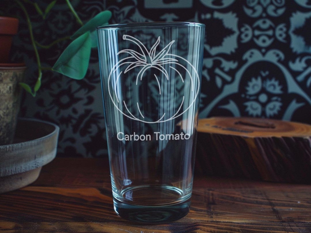 Carbon Tomato Design Pint Glass | Crisp Tomato Graphic Beer Glass ...