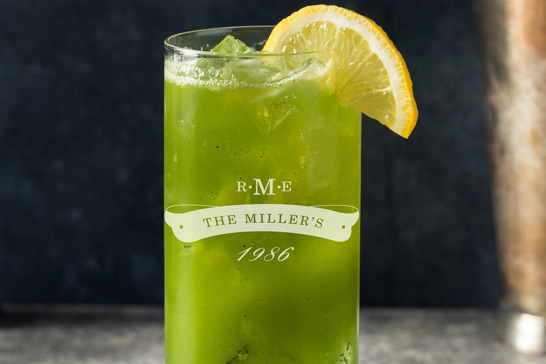 4 Set Custom Monogram Highball Glass Set, Collin's Glass, Mojito Glass ...