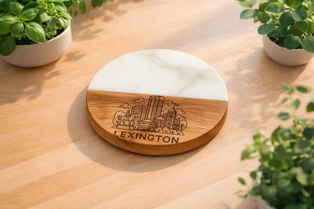 Lexington KY Coaster, Acacia Wood Marble Drink Coaster, Kentucky ...