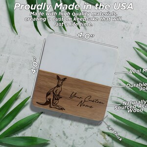 Marble Acacia Wood Coaster, Kangaroo Baby Pouch, Unique Drink Coasters ...