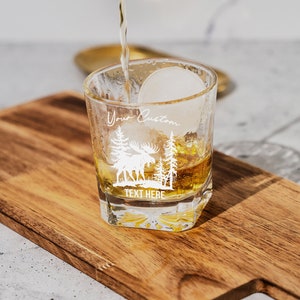 Moose Antlers Whiskey Glass, Forest Wildlife Decor, Rustic Barware ...