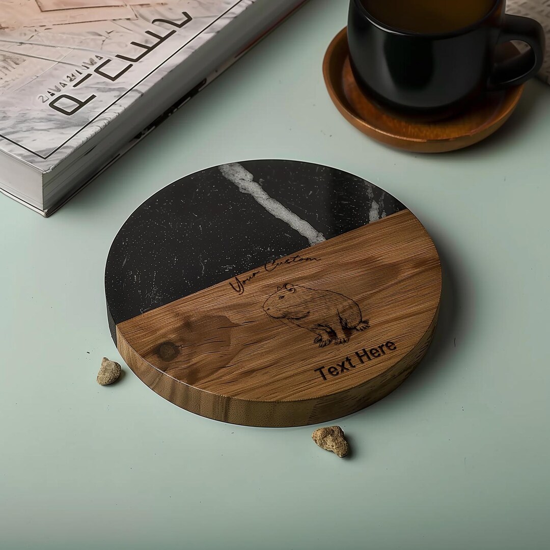 Personalized Capybara Coaster, Cute Animal Coaster, Wooden Drink ...