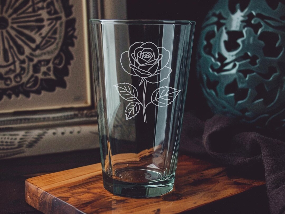 Queen Elizabeth Rose Pint Glass – Elegant Floral Design Featuring ...