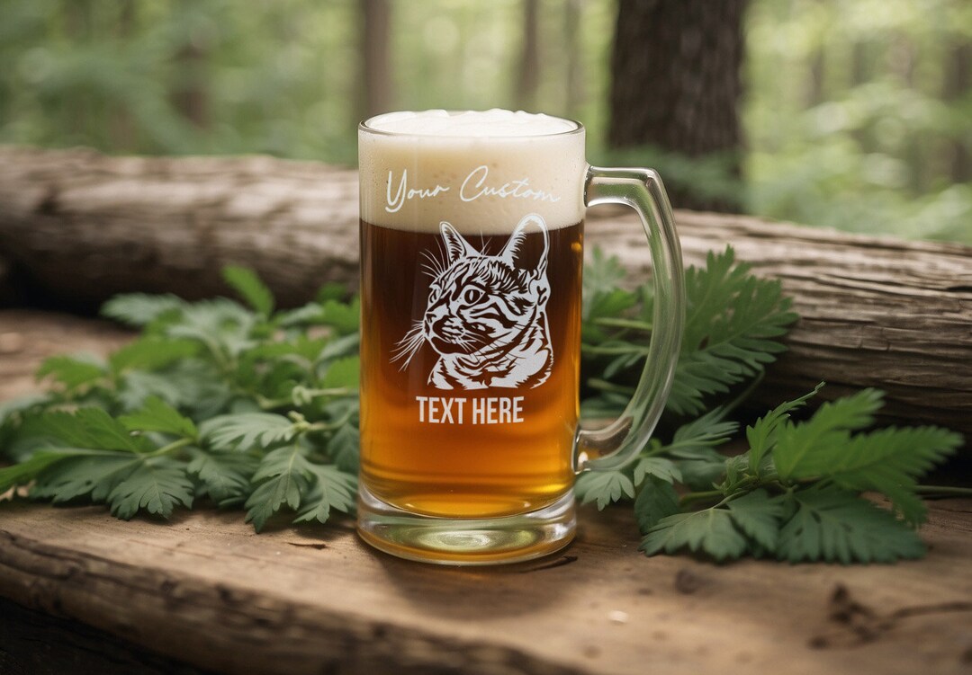 Bengal Cat Beer Mug, Glass Drinking Cup, Unique Cat Lover Gift, Home ...