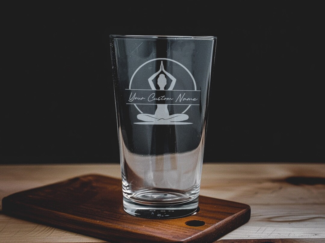 Yoga Pose Silhouette Pint Beer Glass, Home Bar Essentials, Unique Drinkware, Yoga Gifts, Craft ...