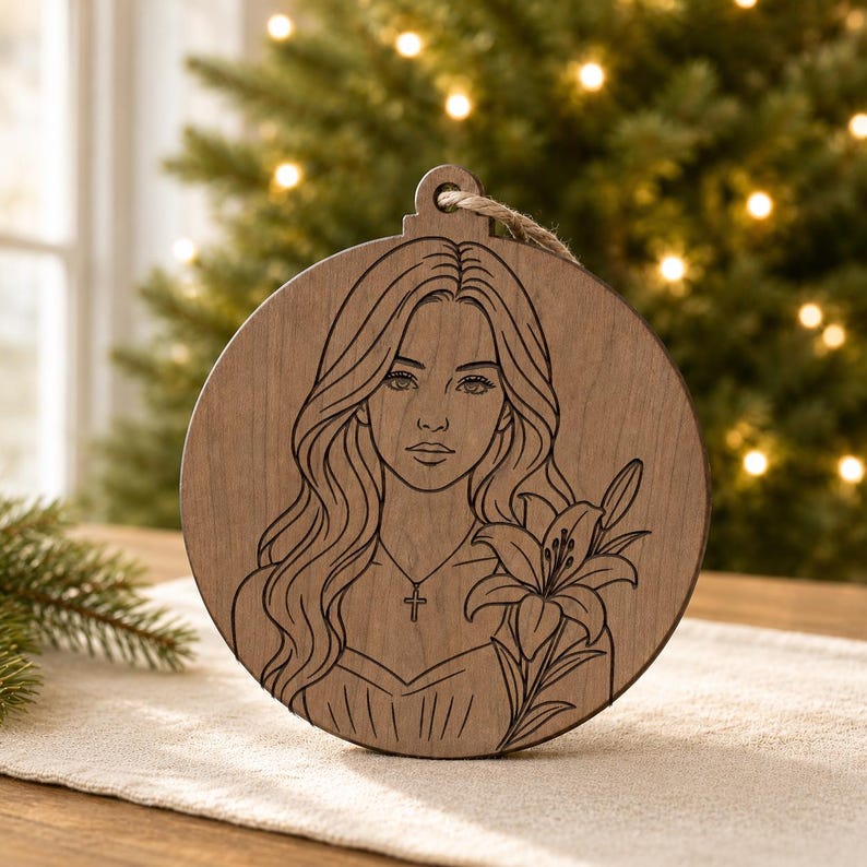 Lily Cross Wooden Ornament, Christian Faith Tree Decoration, Easter ...