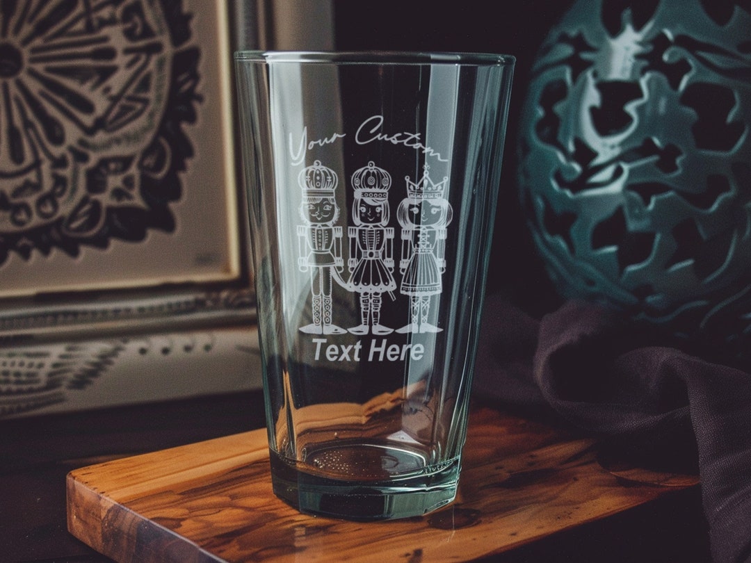 Nutcracker Ballet Characters Pint Glass, Holiday Drinkware, Christmas ...