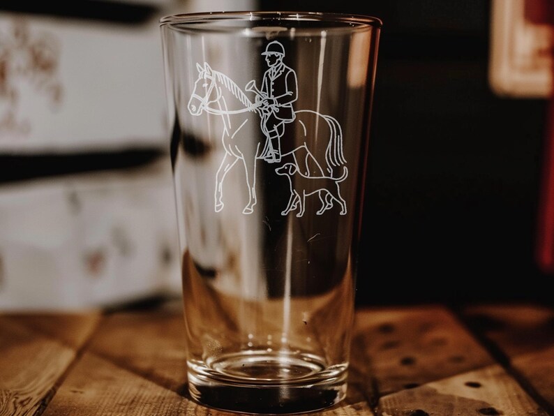 Equestrian Horse Pint Glass: Engraved Barware, Horse Lover Gift - Etsy
