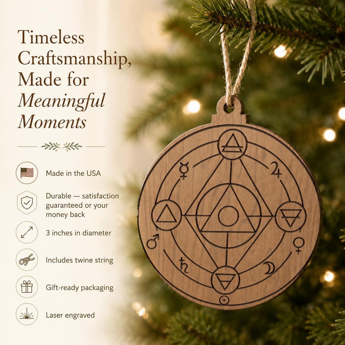Alchemy Symbols Wooden Ornament, Elemental Alchemy Signs, Mystic Occult ...