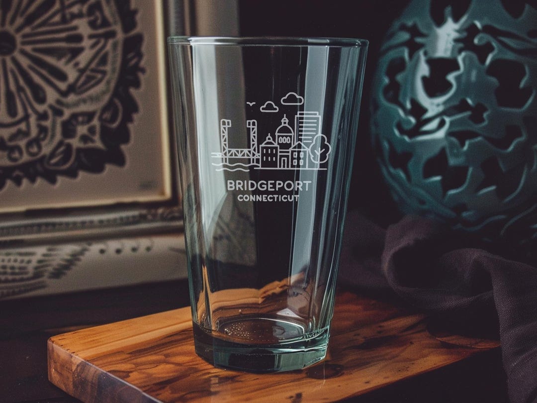 Bridgeport Connecticut Pint Glass – City Skyline, Harbor, and Local ...