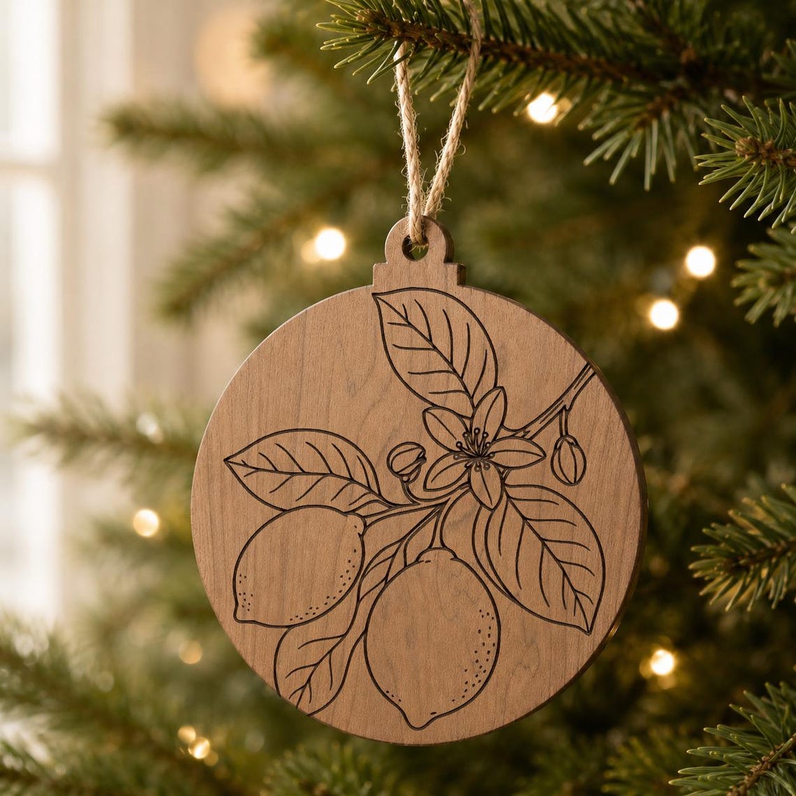 Lemon Tree Branch Wooden Ornament, Lemon Branch Hanging Decoration ...